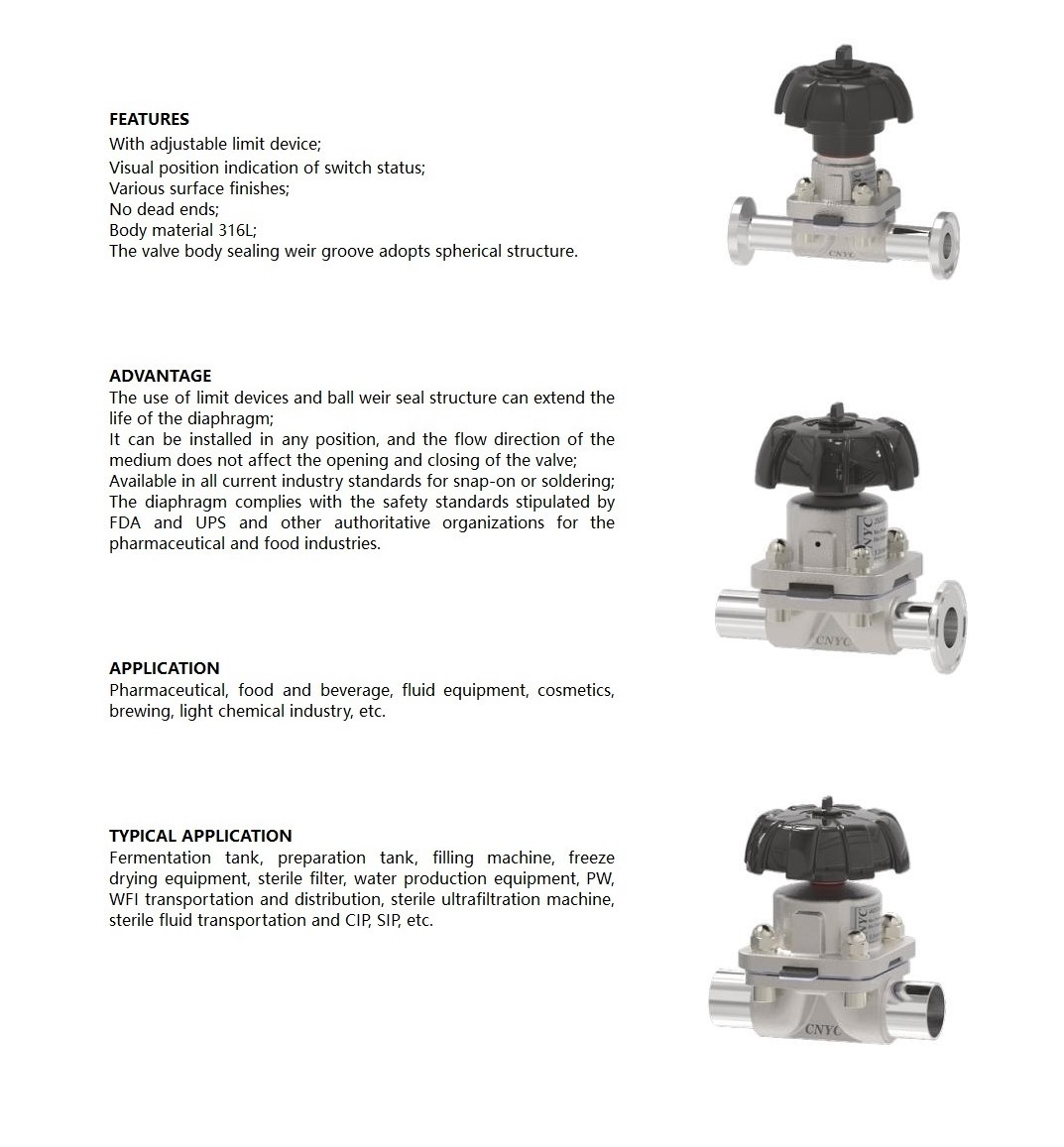 Hygienic Manual Diaphragm Valve (Clamp-Welding) - Buy Diaphragm Valve ...